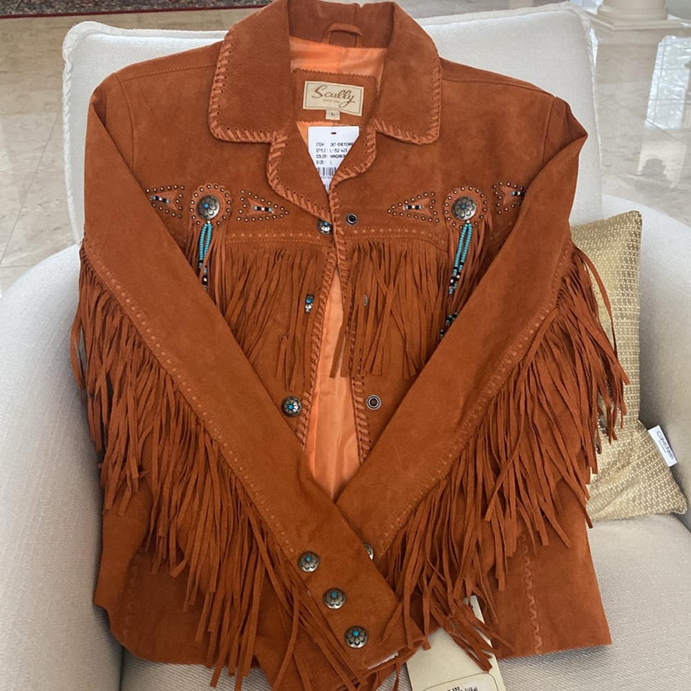 🤠NWT Scully Women's Fringe and Beaded Boar Suede Lea… - Gem